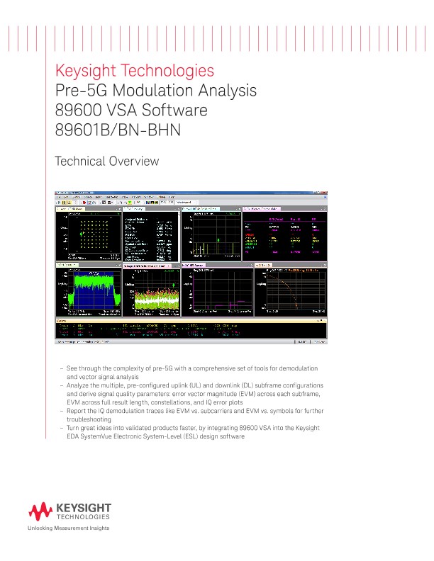 Pre-5G Modulation Analysis 89600 VSA Software 89601B/BN-BHN PDF Asset Page | Keysight